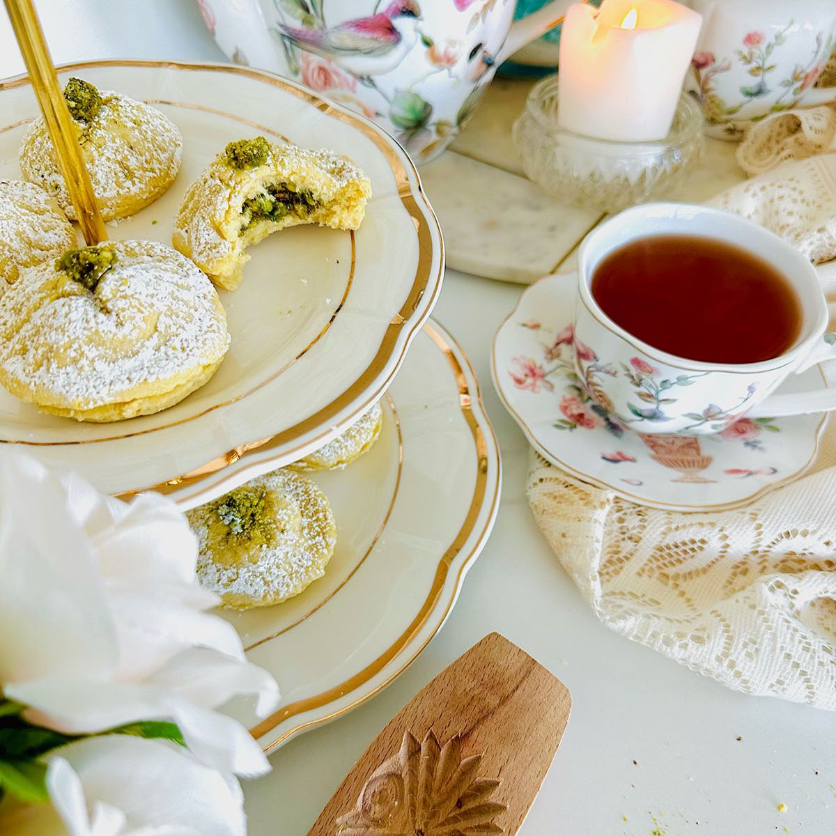 Ma'amoul Cookies with Pistachio Paste - Made with Semolina - Galore Of ...