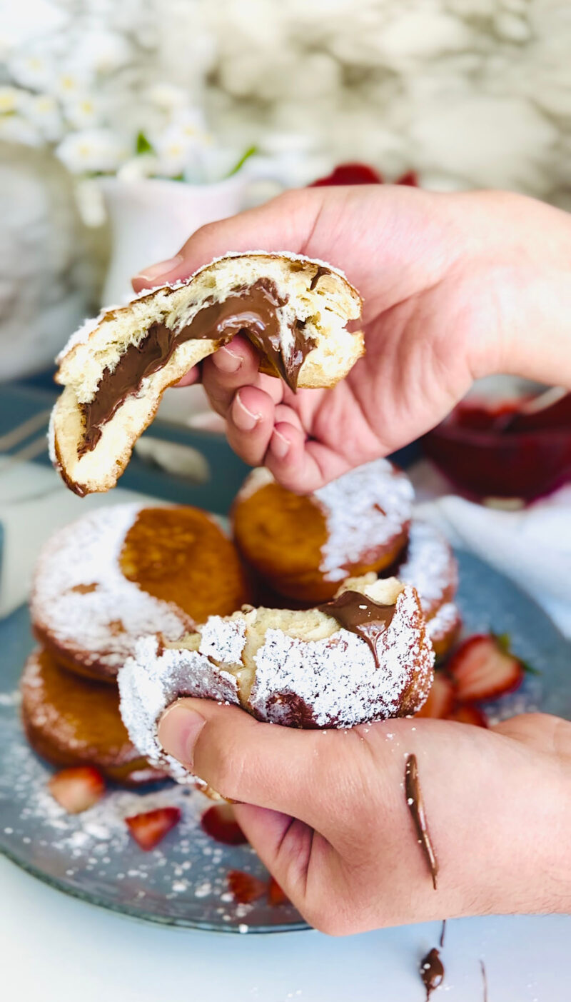 Nutella and Strawberry Filled Donuts (Ponchik) - Galore Of Flavors